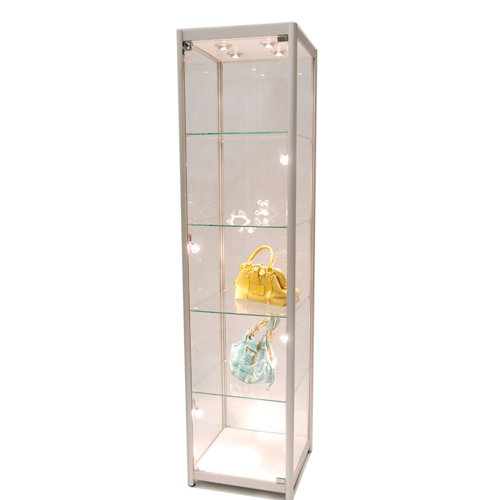 Discount Shelving Aluminum Glass Tower Display Case